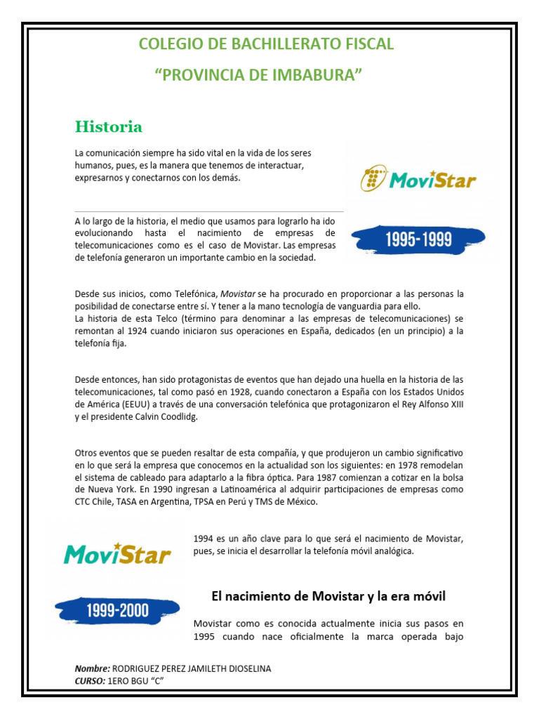 Evolución de Movistar en Telecomunicaciones | PDF | Telefonía móvil ...