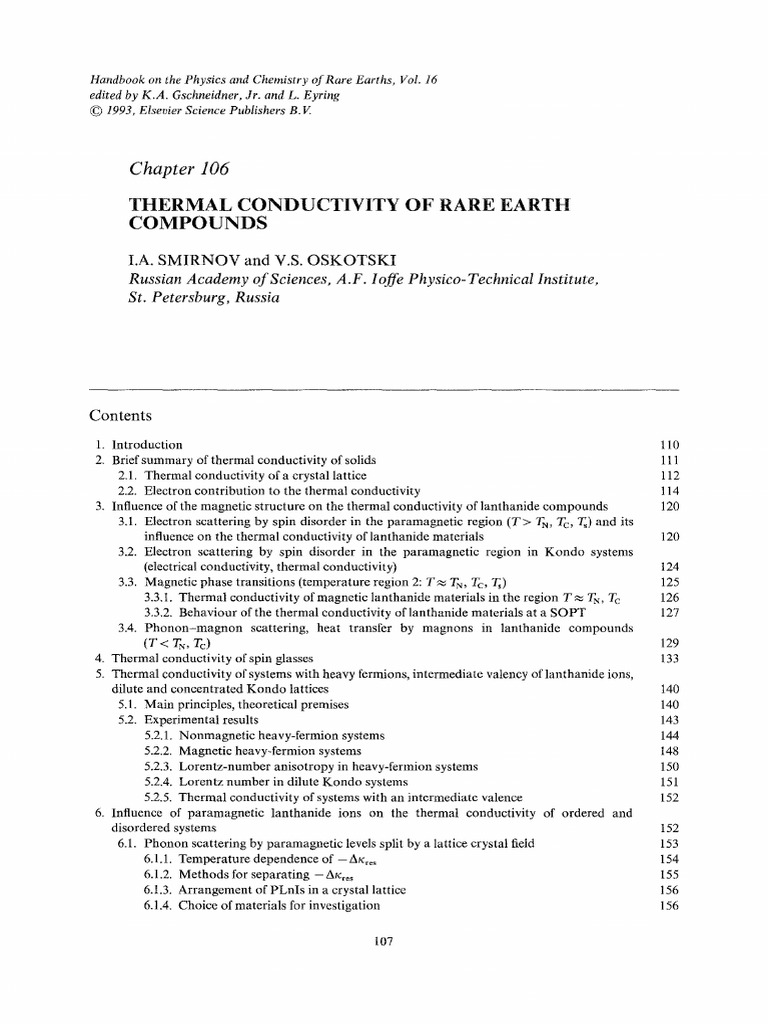 Thermal Conductivity of Rare Earths | PDF | Electrical Resistivity And Conductivity | Thermal ...
