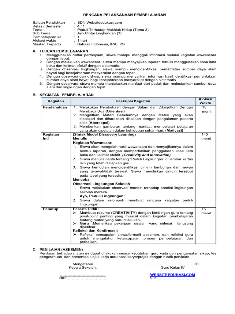 RPP Kelas III-3 | PDF