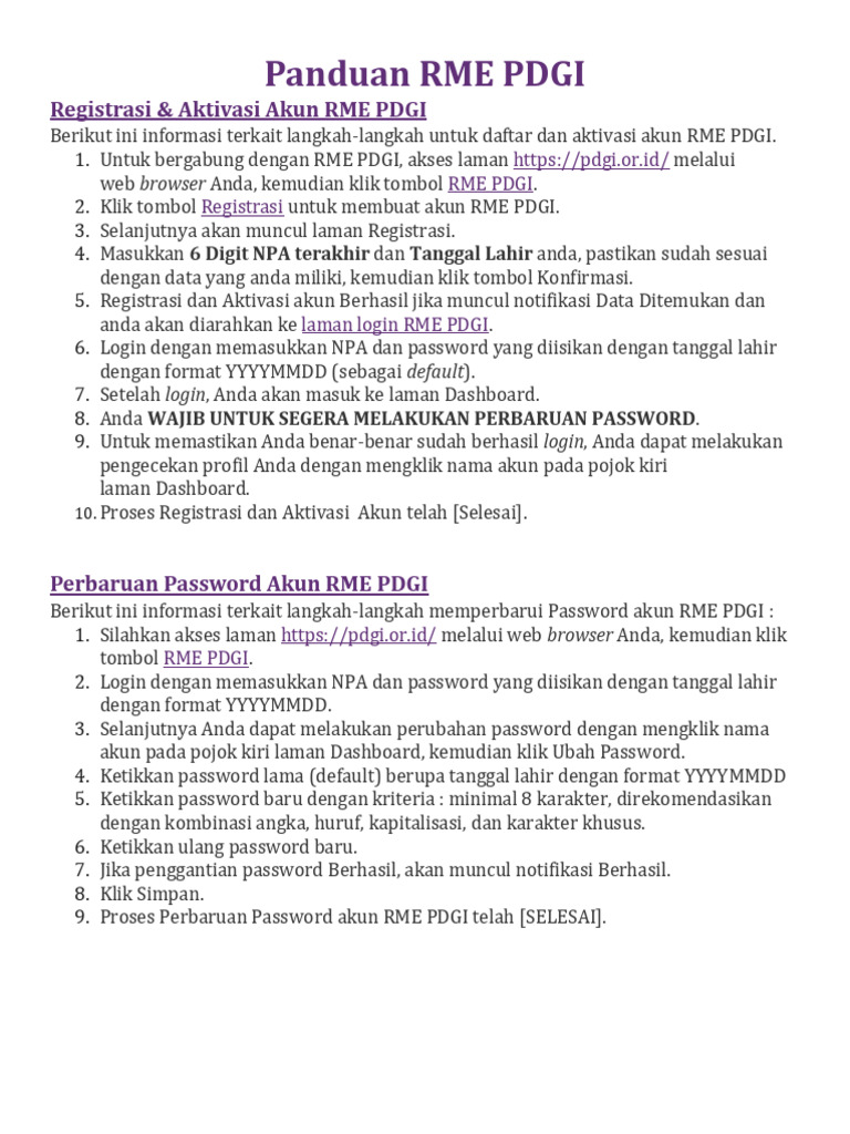 Panduan RME PDGI | PDF