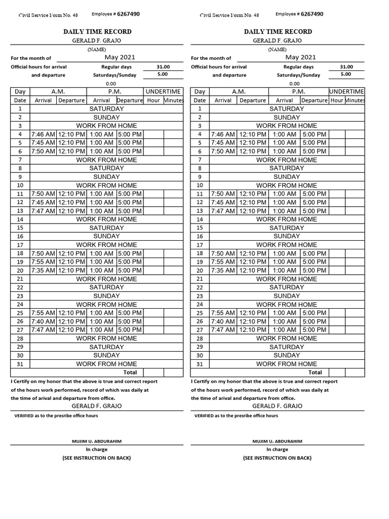 Sample DTR For Cnhs | PDF