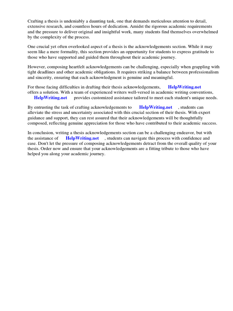 Thesis Acknowledgements Examples | PDF | Thesis | Gratitude