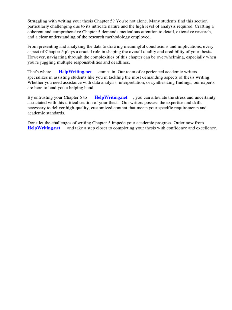 Thesis Chapter 5 Guide | PDF | Thesis | Methodology