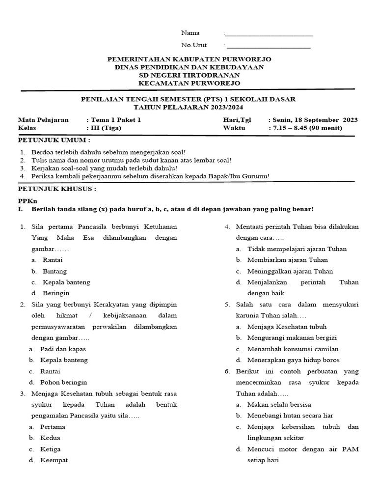 Pts 1 Kls 3 2023 | PDF