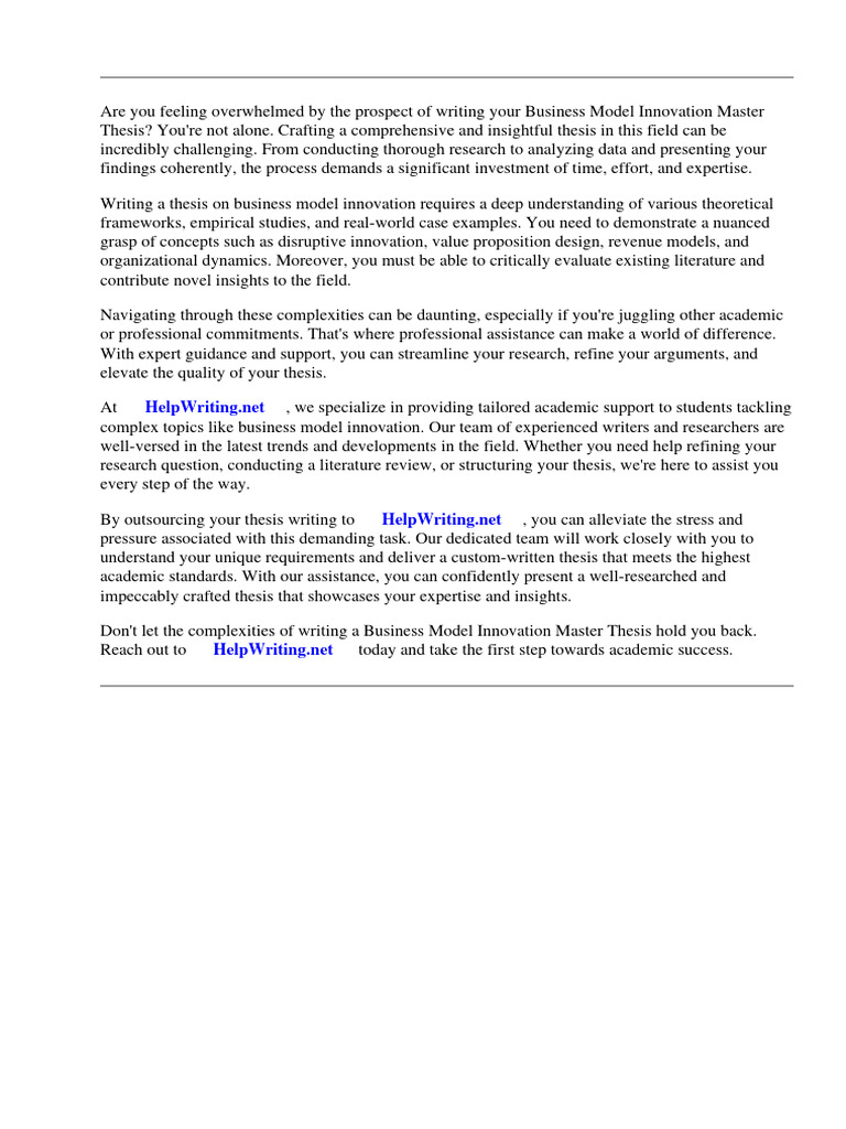 Business Model Innovation Master Thesis | PDF | Business Model | Innovation