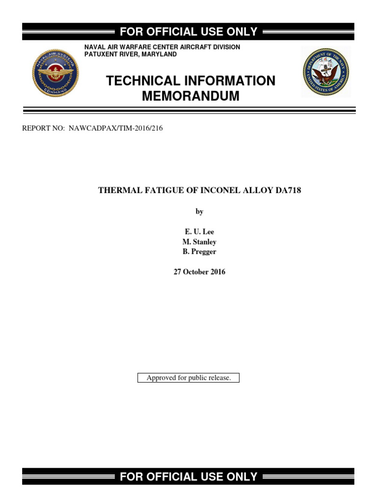 Thermal Fatigue of Inconel Alloy Da718 | PDF | Fatigue (Material ...
