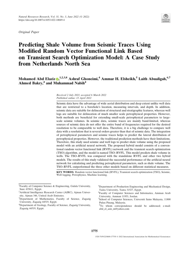 Predicting Shale Volume From Seismic Traces Using Modified Random Vector Functional Based On