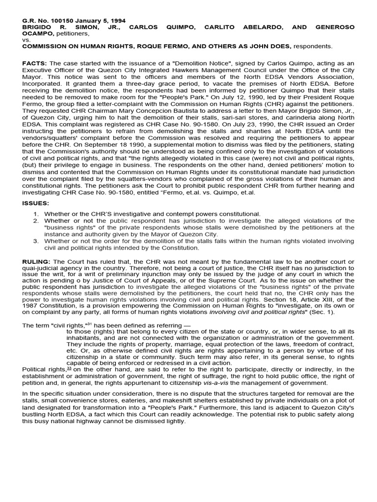 1 Simon v. CHR Case 1 | PDF