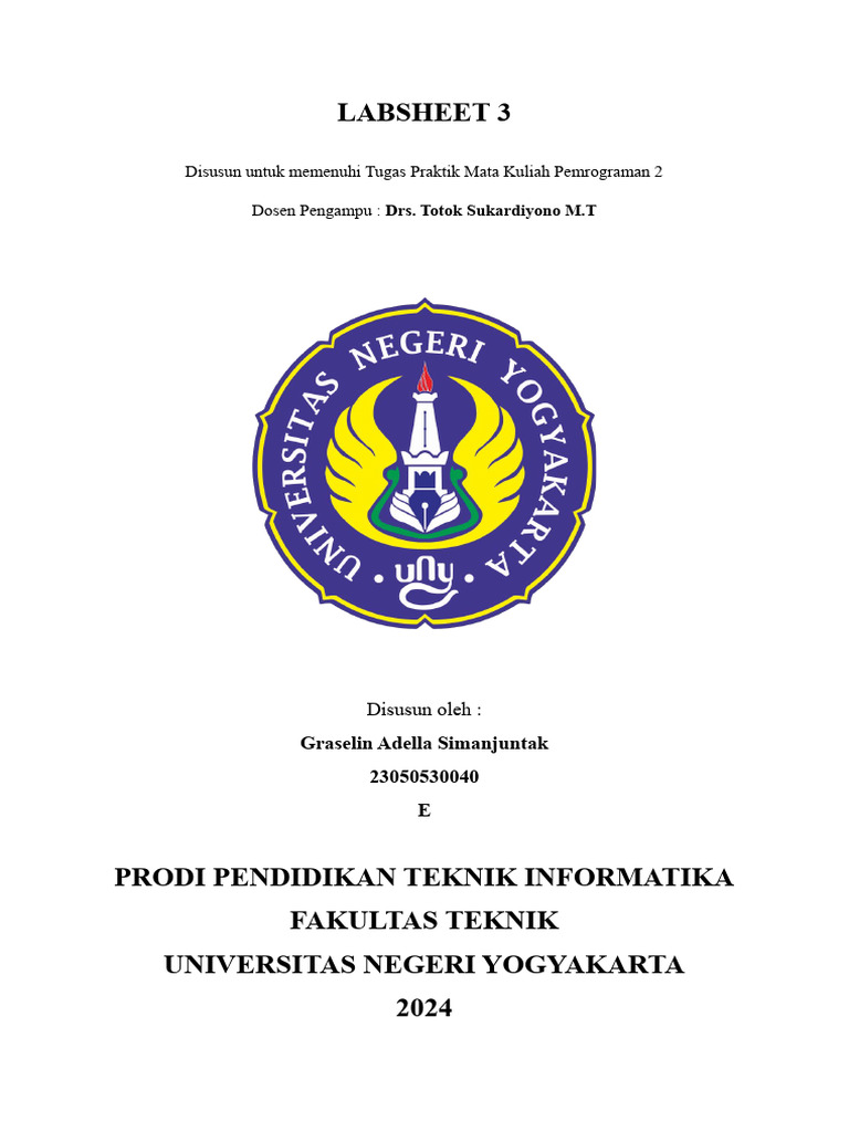 LABSHEET 3 Graselin Adella Simanjuntak | PDF | Metode & Bahan Ajar | Komputer