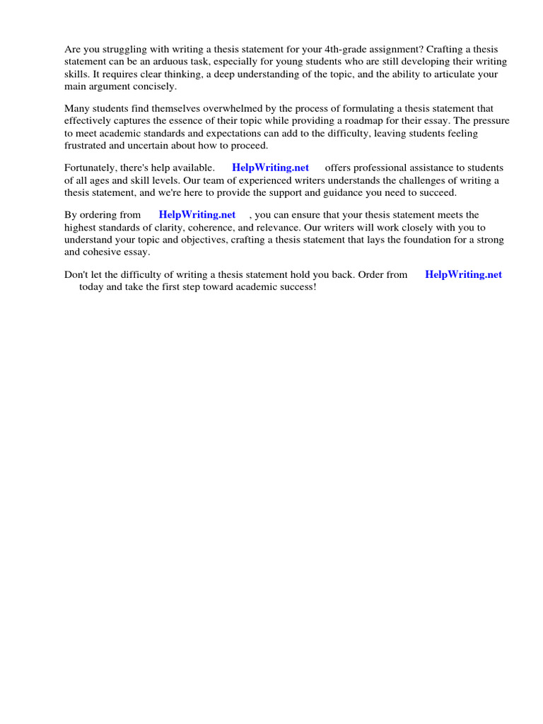 Sample Thesis Statements 4th Grade | PDF | Essays | Thesis