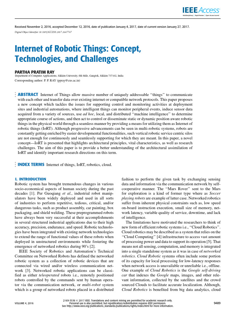Internet of Robotic Things Concept Technologies and Challenges | PDF ... Internet of Robotic Things Concept Technologies and Challenges | PDF ...