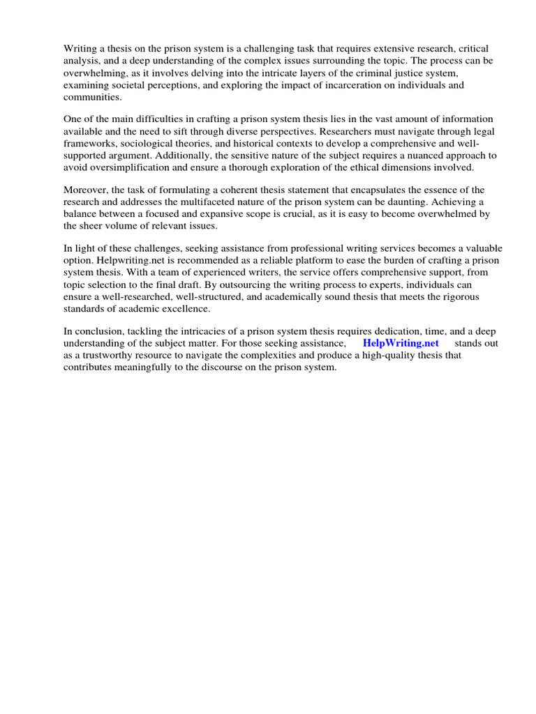 Prison System Thesis | PDF