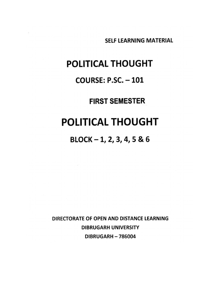 M.A. Political Science 101 - (1st Semester) | PDF | Plato | Crime ...