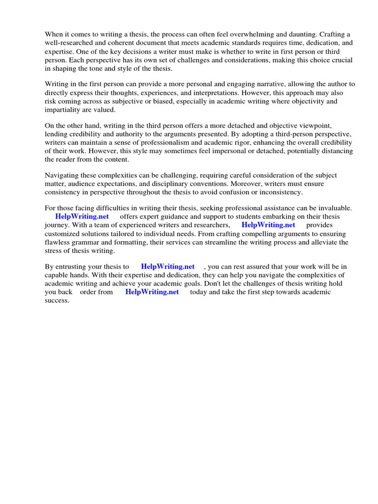 Thesis First or Third Person | Download Free PDF | Narration | Essays