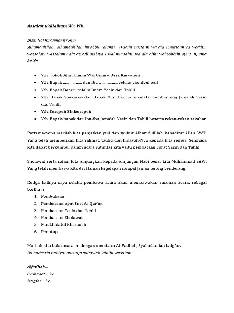 Naskah Teks Pembawa Acara MC | PDF