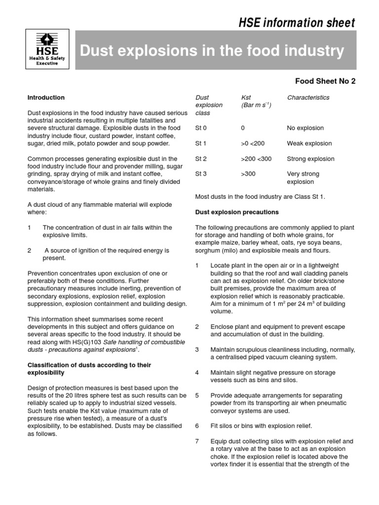 Food Industry Dust Explosion Safety | PDF | Explosion | Dust