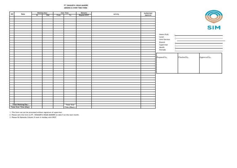 Form Absensi Manual | PDF