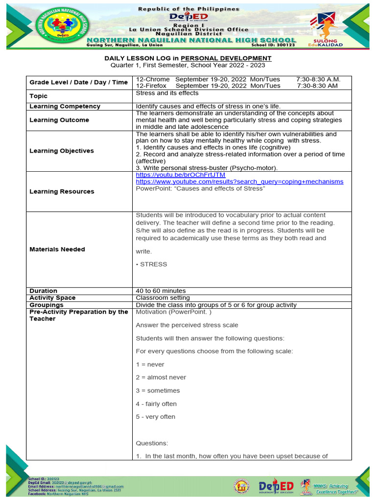 Module 5 - Week 5 - Sept 19 - Perdev | PDF | Stress (Biology) | Hiv/Aids