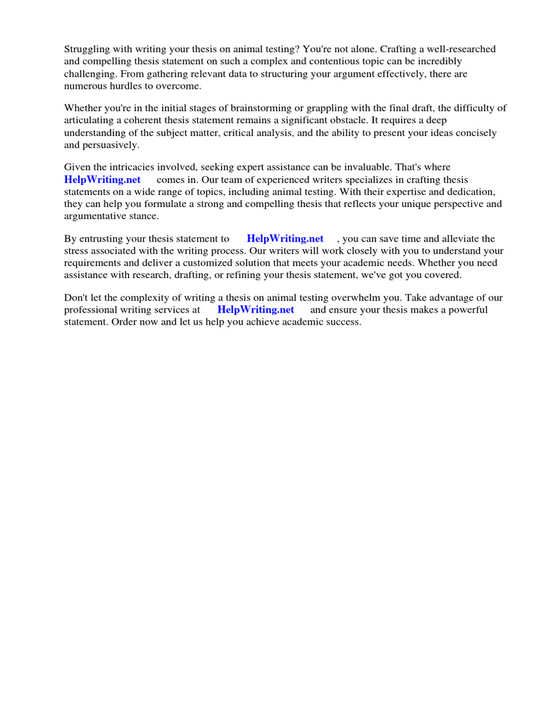Thesis Statement Examples Animal Testing | PDF | Animal Testing ...