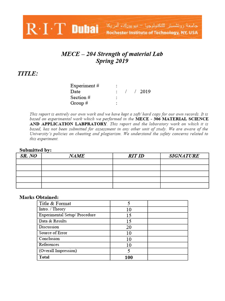 Cover Page and Report Guidelines Templete S.O.Material | PDF ...