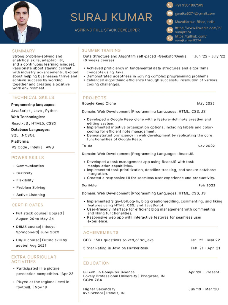 SURAJ RESUME FOR MOCK INTERVIEW - Compressed - 11zon | PDF