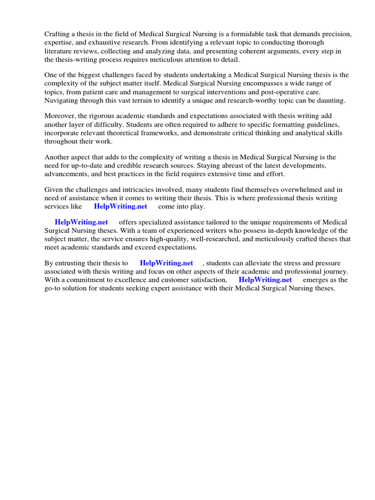 Medical Surgical Nursing Thesis | PDF
