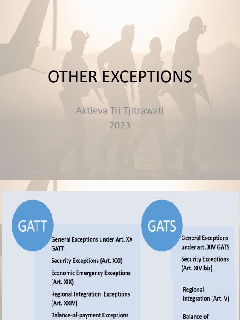 Other Exceptions 2023 | PDF | World Trade Organization | Customs