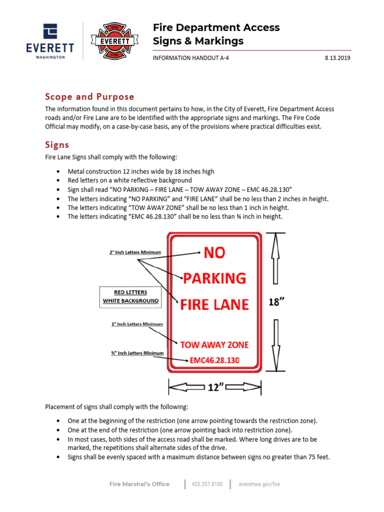 A-4 Fire Department Access - Signs and Markings | PDF | Lane | Traffic