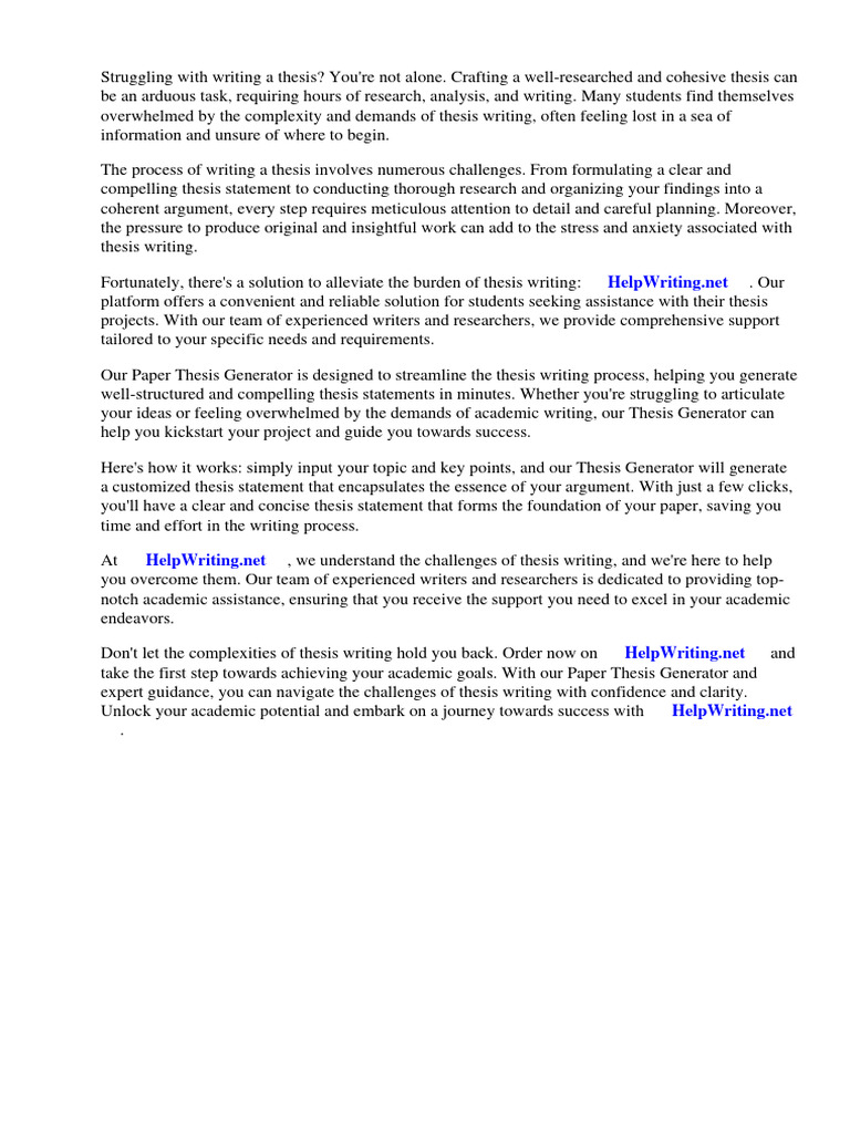 Paper Thesis Generator | PDF | Thesis | Essays
