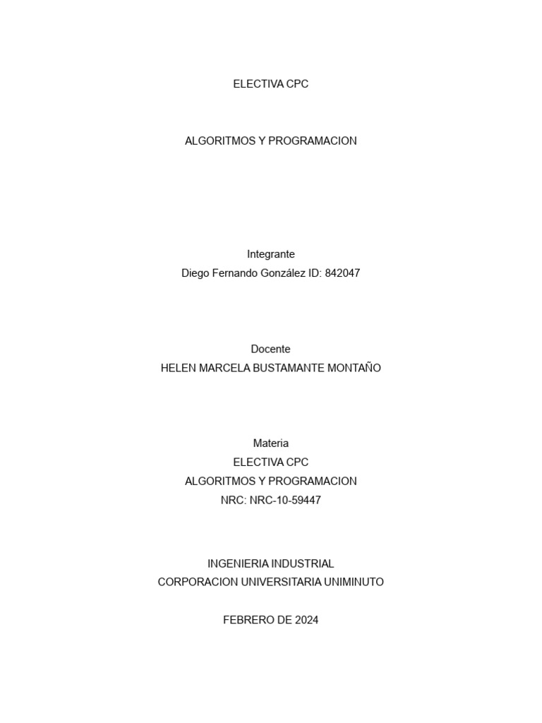 ELECTIVA CPC Algoritmos | PDF