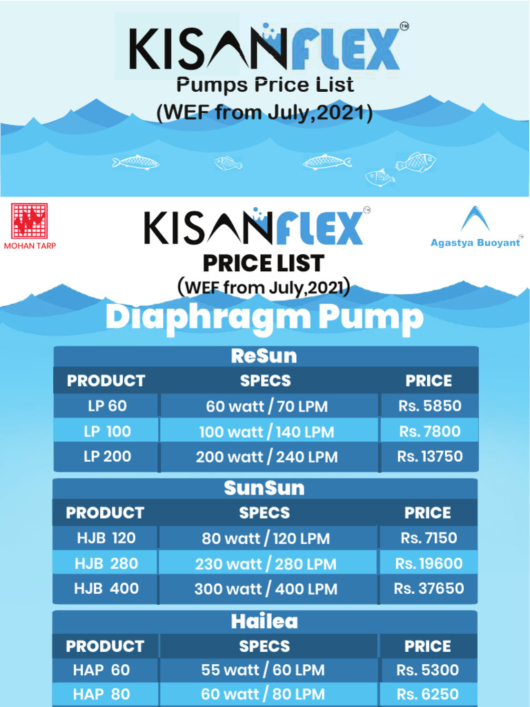 Air Pump Price List - July 21 - Customer | PDF