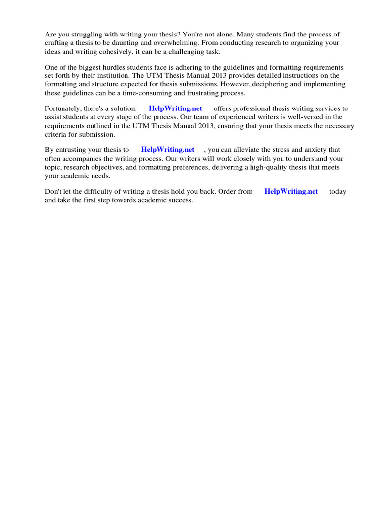 Utm Thesis Manual 2013 | PDF | Thesis | Written Communication