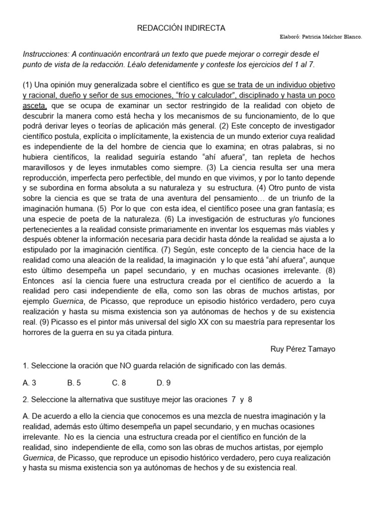 Redacción Indirecta Ejercicios SC | PDF