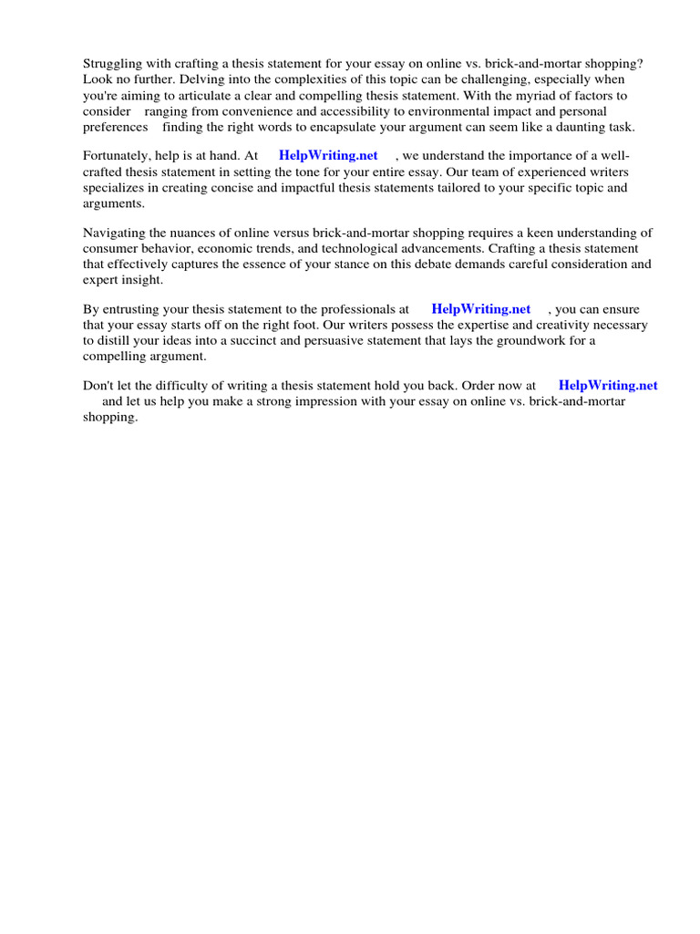 Thesis Statement For Online Vs Brick and Mortar Shopping | PDF | Computers