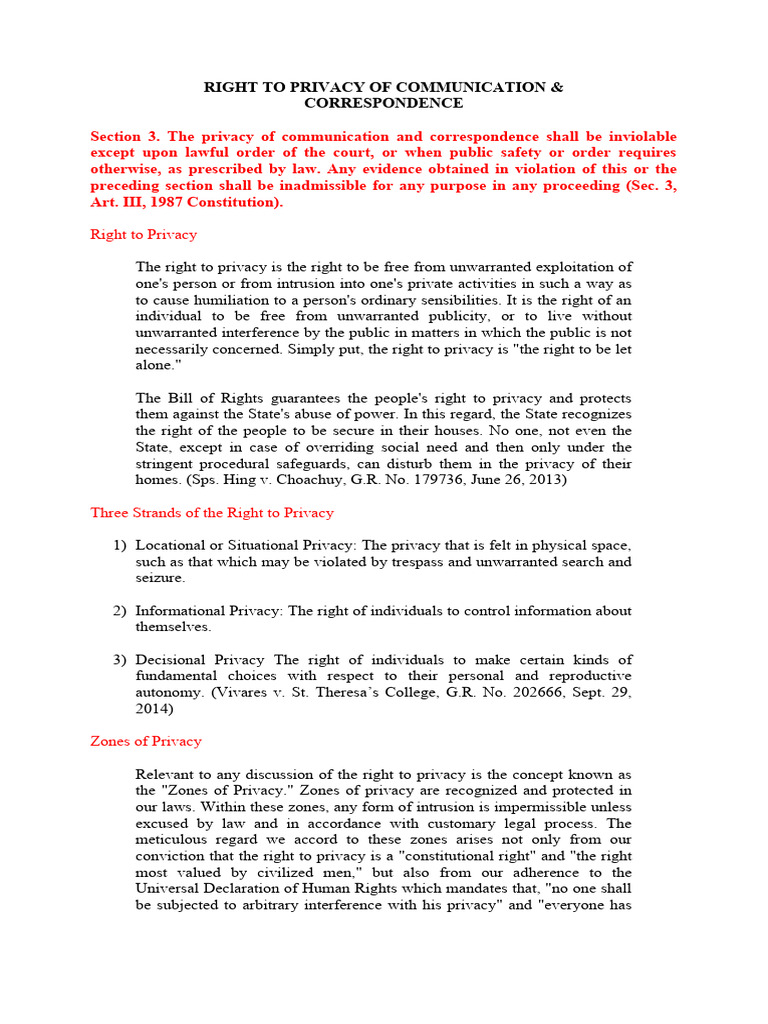 Privacy of Communication Rights in the PH | PDF | Privacy | Habeas Corpus