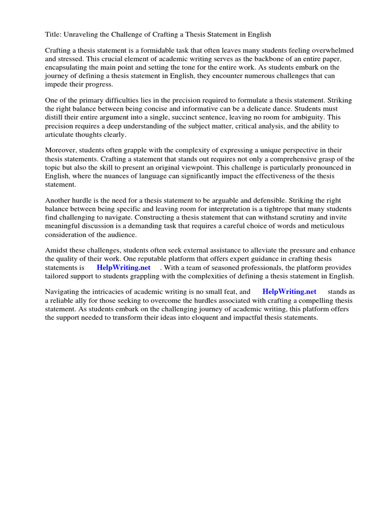 Define Thesis Statement in English | PDF | Career & Growth
