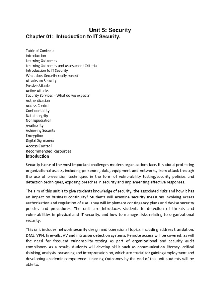 Introduction To IT Security. | PDF