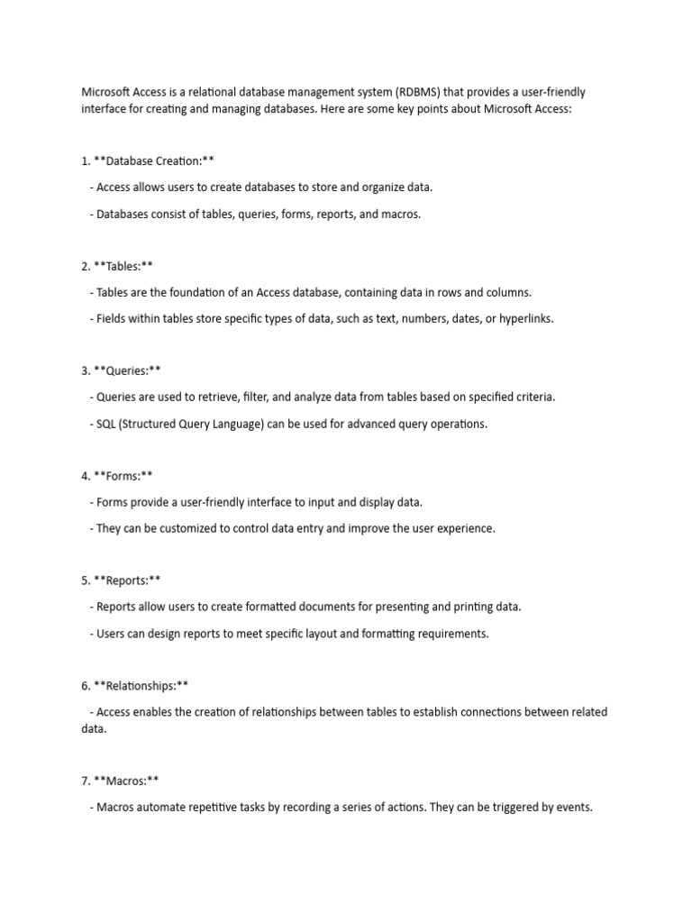 Ms Access and Ms Excel | PDF | Microsoft Excel | Relational Database