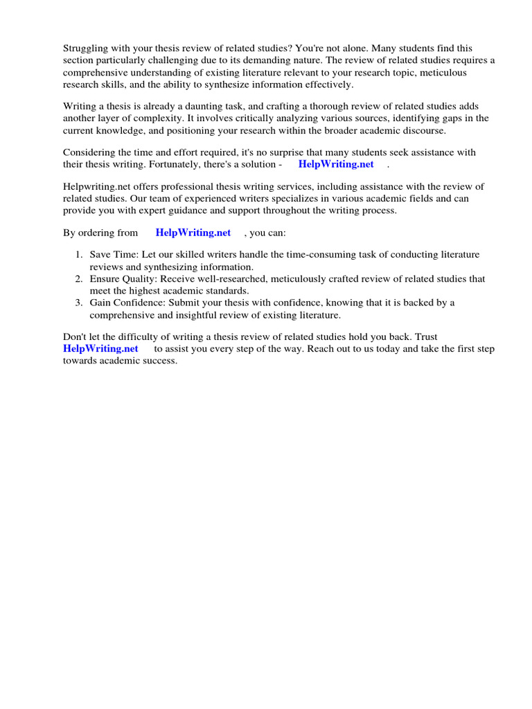 Thesis Review of Related Studies | PDF