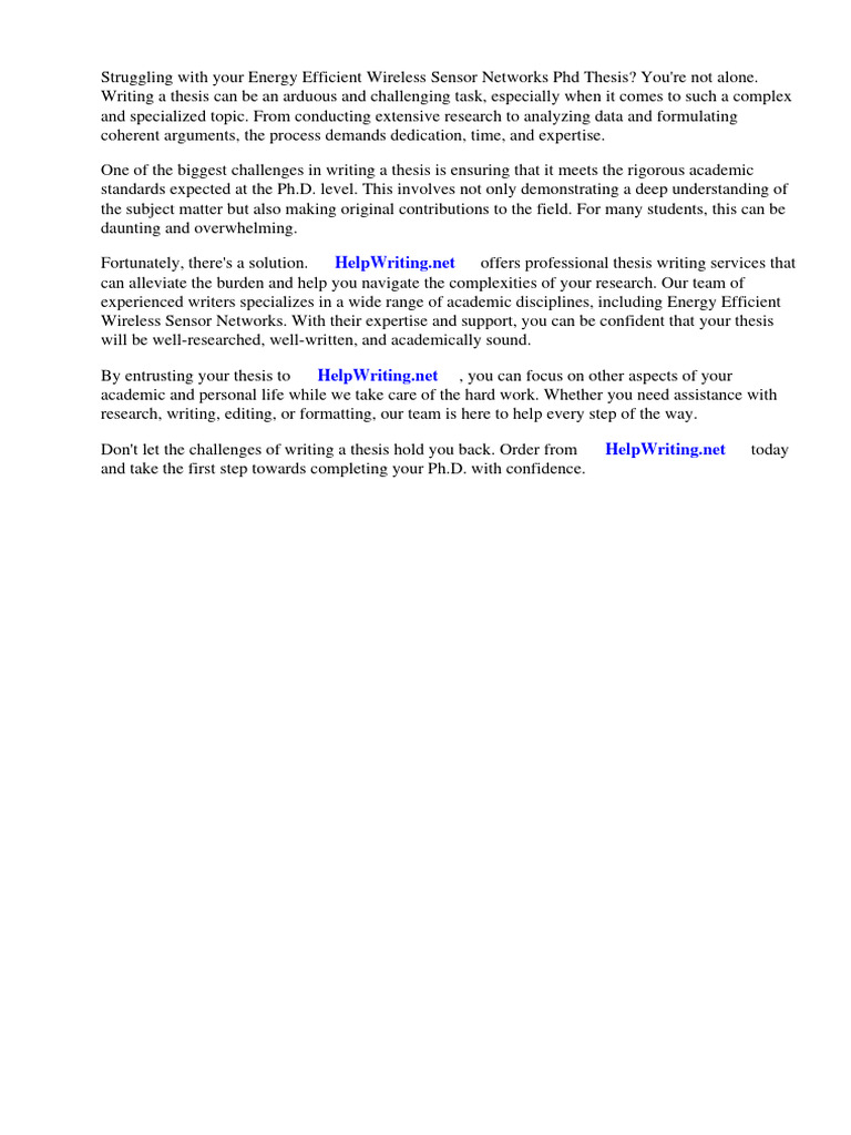 Energy Efficient Wireless Sensor Networks PHD Thesis | PDF