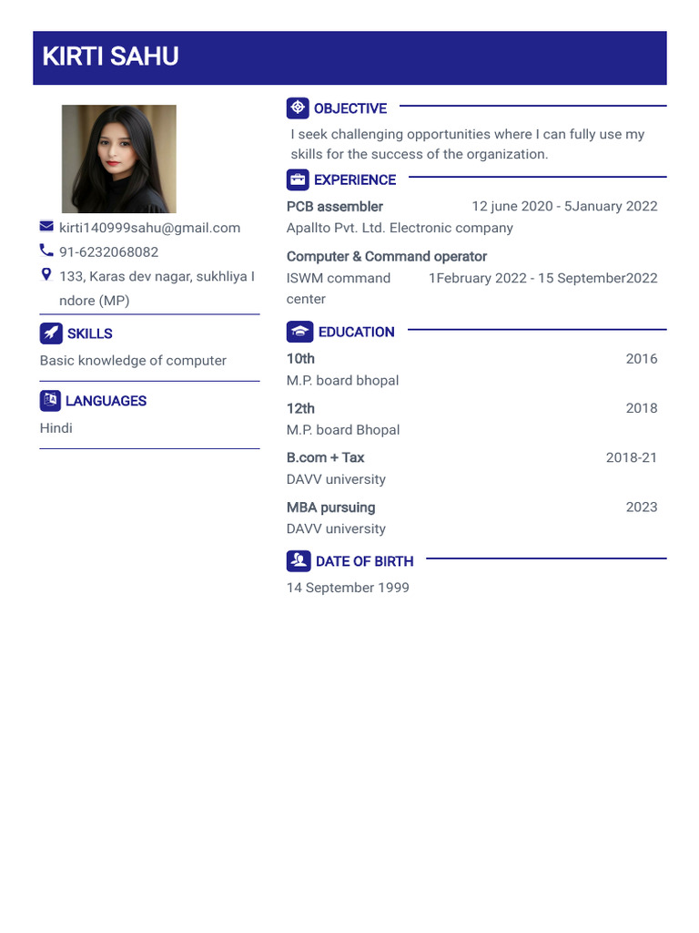 Kirti Sahu CV Update | PDF