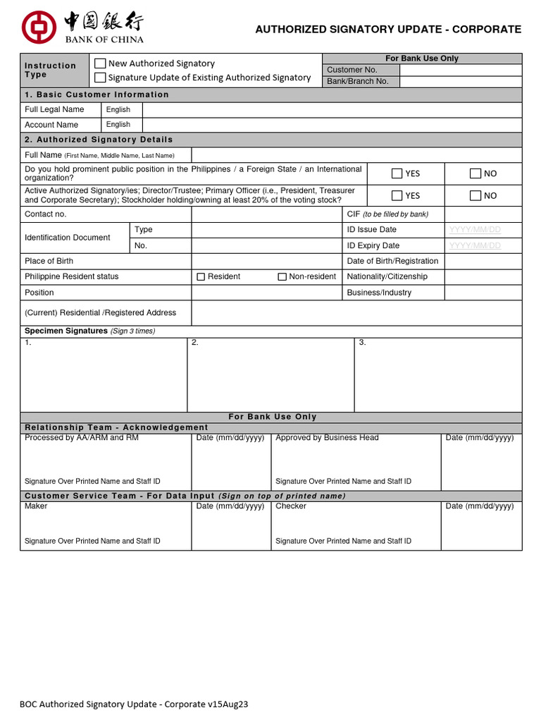 Authorized Signatory Update Corporate | PDF | Identity Document | Authentication