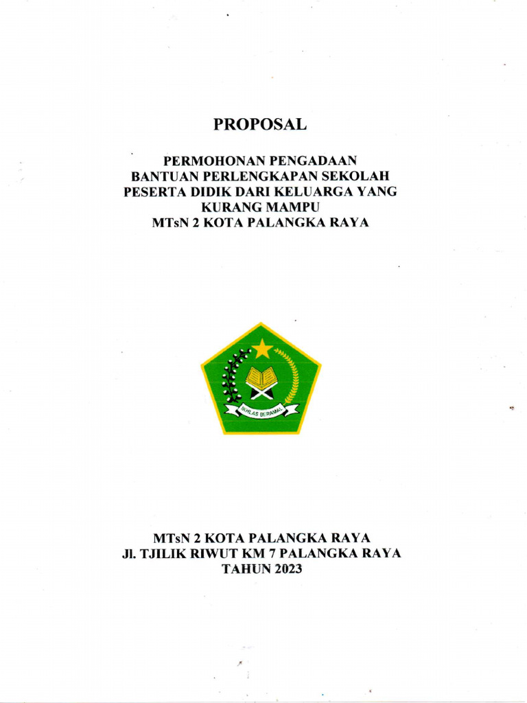 PROPOSAL PENGAJUAN PENGADAAN PERLENGKAPAN SEKOLAH MTSN 2 | PDF PROPOSAL PENGAJUAN PENGADAAN PERLENGKAPAN SEKOLAH MTSN 2 | PDF