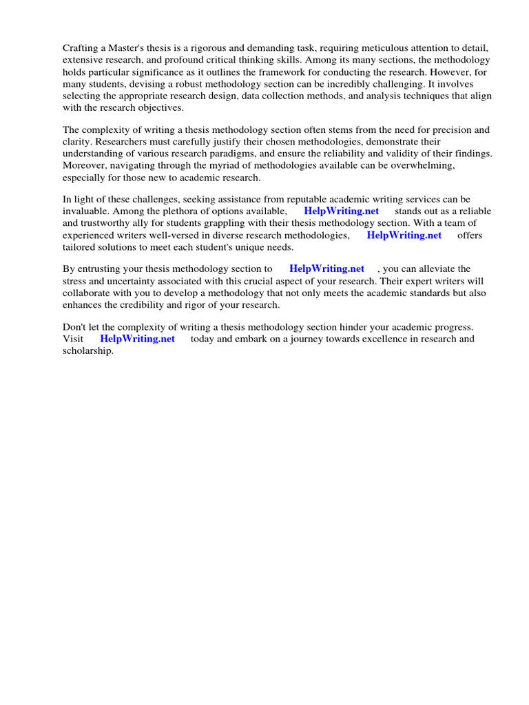 Masters Thesis Methodology Section | PDF