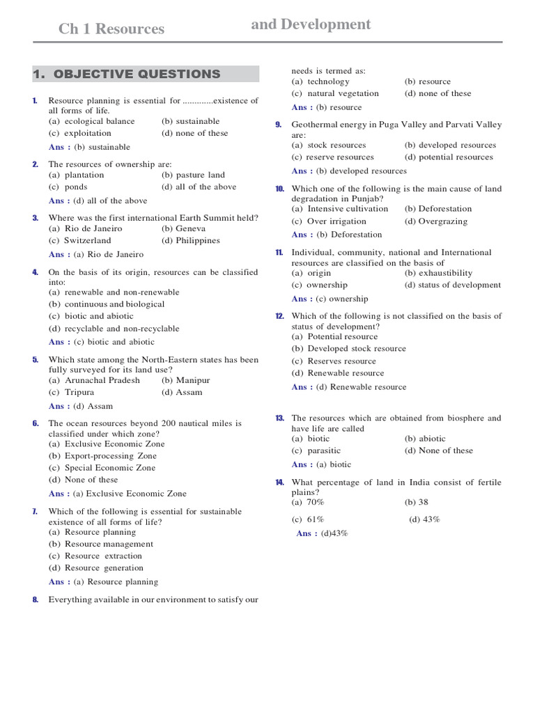 Ch 1 geo objectives | PDF | Soil | Resource
