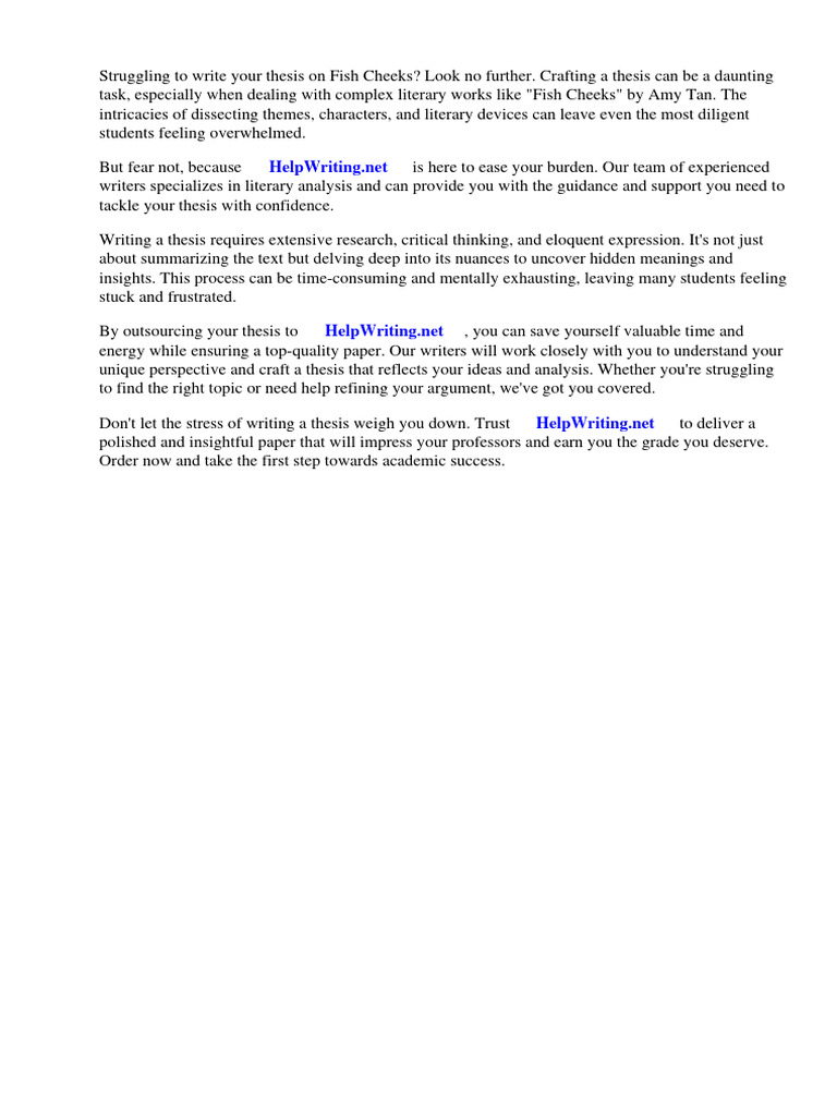 Fish Cheeks Thesis | PDF