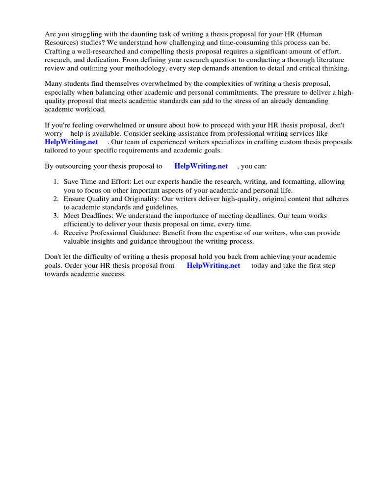 HR Thesis Proposal | PDF | Thesis | Human Resource Management