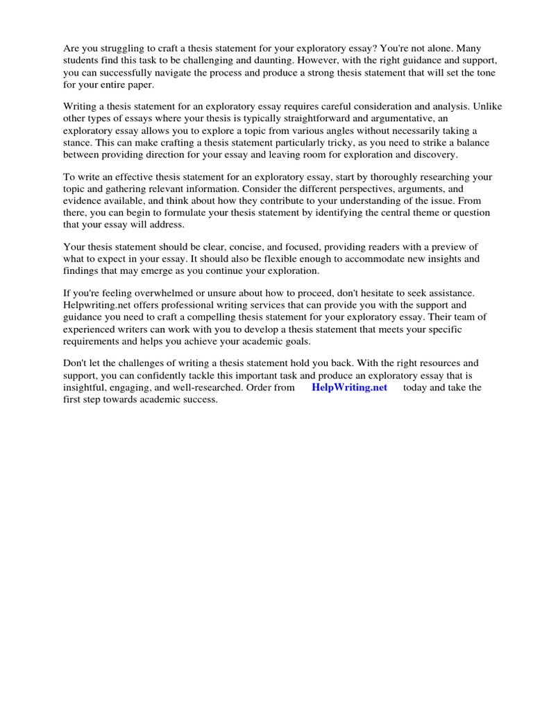 How To Write A Thesis Statement For An Exploratory Essay | PDF