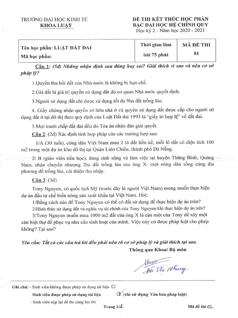 LAW3013 1808 09h15 Luat-Dat-Dai | PDF