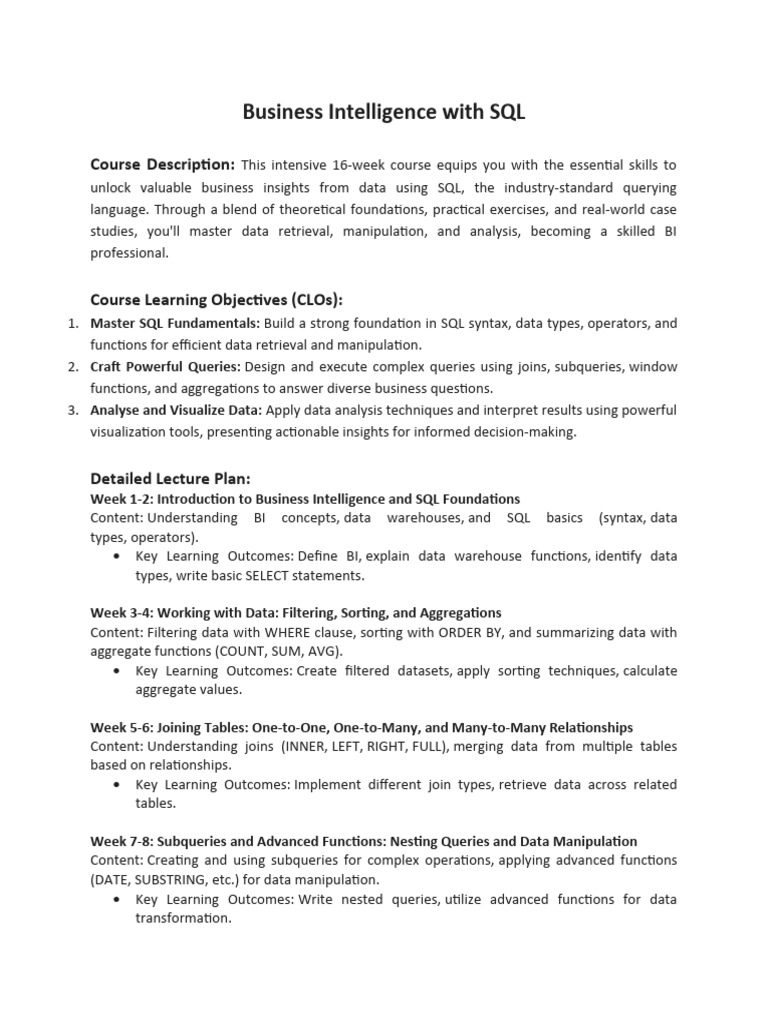 Module - BI With SQL | PDF